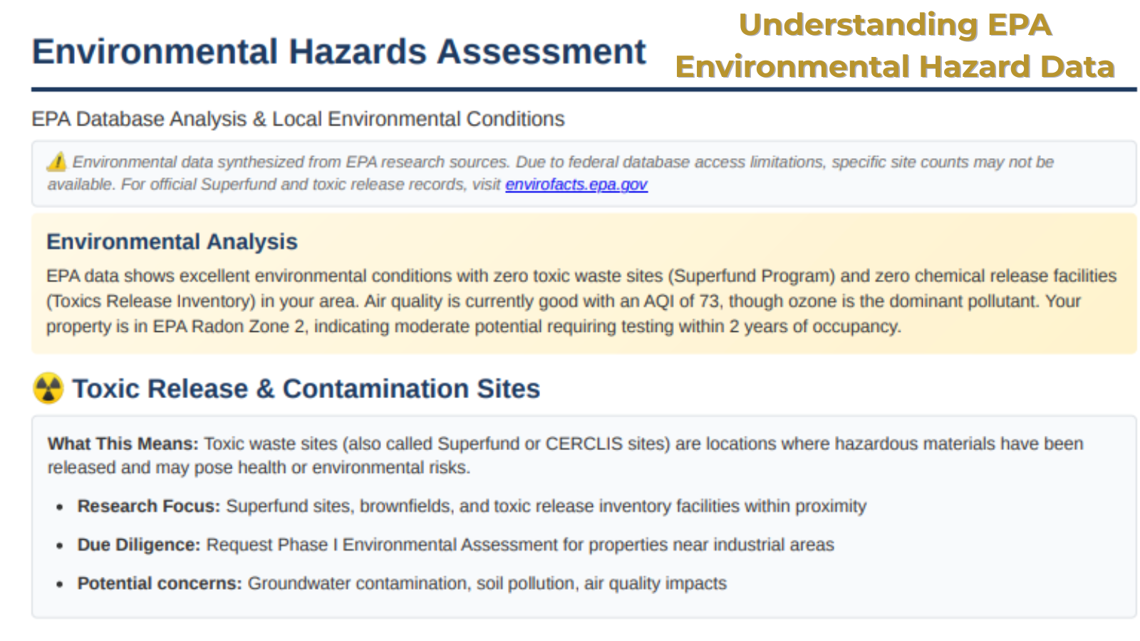 EPA Environmental Hazard Data Explained | HomeDataReports